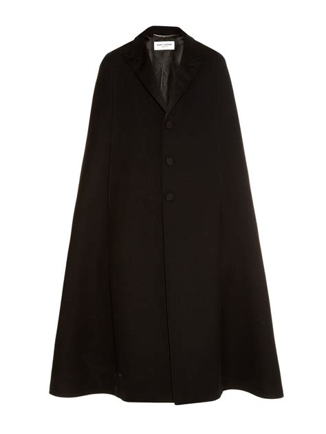 Saint Laurent Peak Lapel Wool Cape In Black For Men Lyst