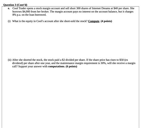 Solved E Cool Trader Opens A Stock Margin Account And Sell