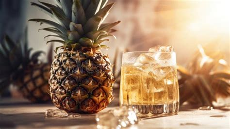 Pineapple Cocktail Summer Refreshing Tropical Drink Stock Image