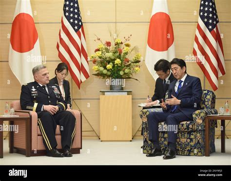 Japan S Prime Minister Shinzo Abe Right Meets With Chief Of Staff Of