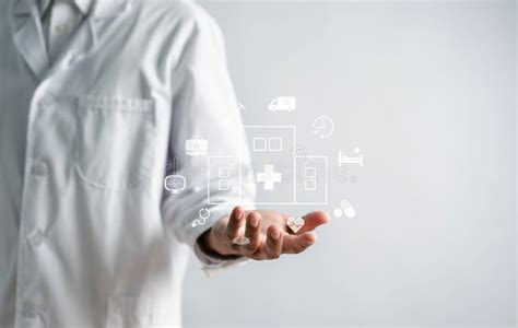 Doctor In A White Coat Uniform Holding Hospital Service Icon Health