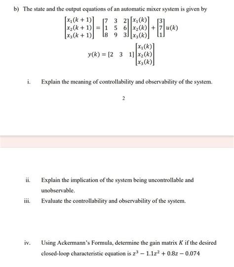 Solved B The State And The Output Equations Of An Automatic