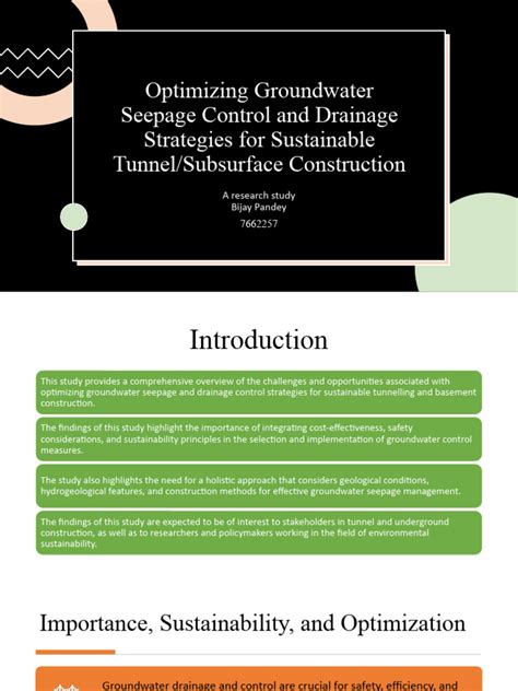 Presentation Optimizing Groundwater Seepage Control And Drainage