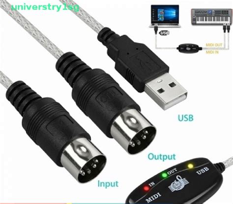 Usb In Out Midi Cable Converter Pc To Music Keyboard Adapter Cord Computers And Tech Parts