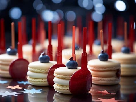 Modern French Sweets And Fruits For Bastille Day Of France Stock