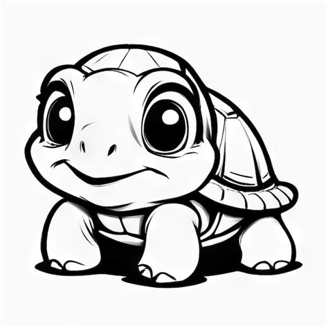 Un Dessin Dune Tortue Avec Un Sourire Sur Le Visage Vecteur Premium