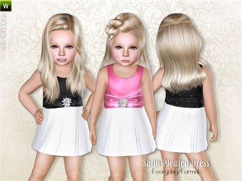 The Sims Resource Satin Pleated Dress