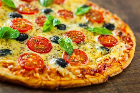Pizza Margherita Or Margarita With Mozzarella Cheese Tomato Olive