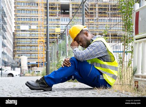 Unhappy Sad Construction Worker Upset Foreman Frustration Stock Photo