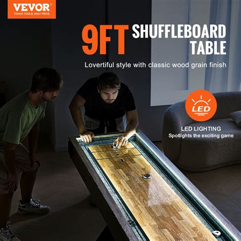 Vevor 9 Ft Led Shuffleboard Table 2 In 1 Shuffleboard And Bowling Combo
