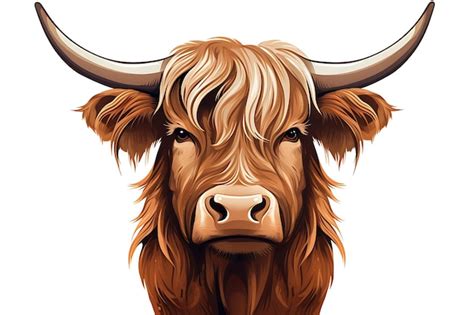 Premium Photo Highland Cow Head Design On White Background