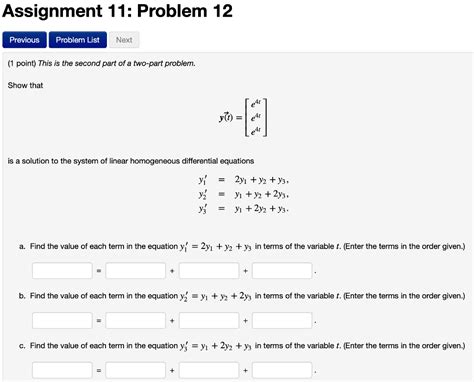 solved assignment 11 problem 12 previous problem list next