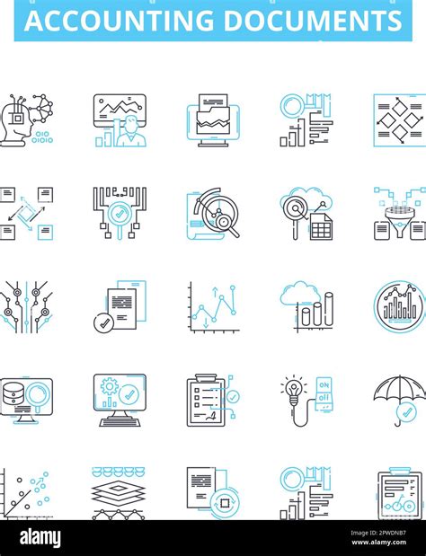 Accounting Documents Vector Line Icons Set Accounts Vouchers Ledgers Journals Invoices