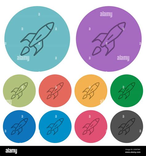 Color Launched Rocket Flat Icon Set On Round Background Stock Vector Image And Art Alamy