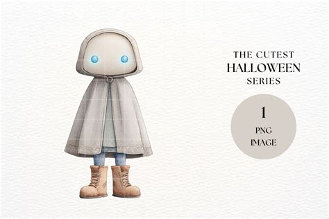 Chibi Spirit In White Hooded Cloak Graphic By Ikota Design · Creative Fabrica