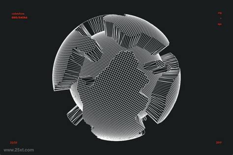 3d立体抽象网格纹理的不规则球体地形矢量背景素材 25学堂
