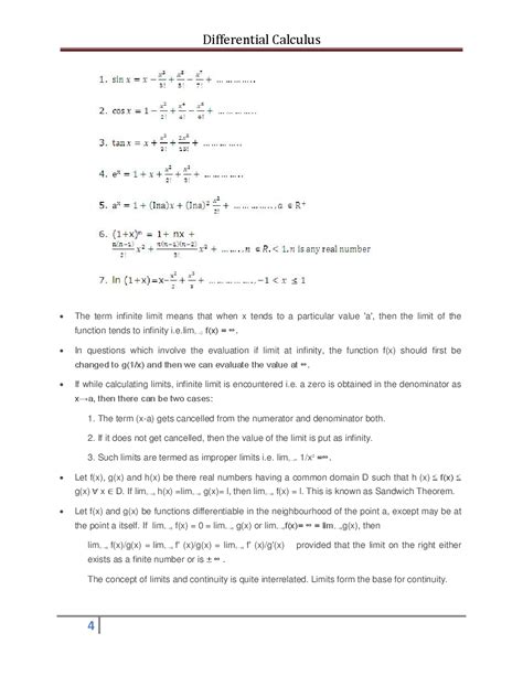 Download Mathematics Differential Calculus Revision Notes And Solved