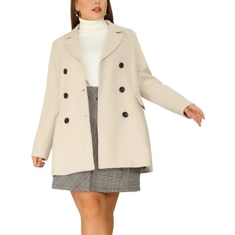Agnes Orinda Womens Plus Size Winter Coats Notched Lapel Double