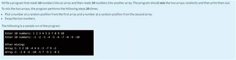 Solved Write A Program That Reads 10 Numbers Into An Array
