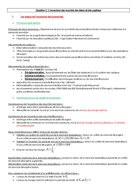 Chapitre 2 Cours De Macroéconomie Chapitre 2 Louverture Des