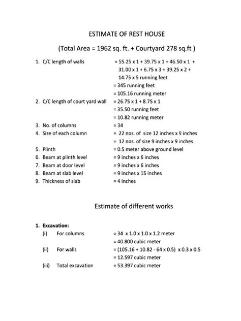 Estimate Of Rest House Pdf