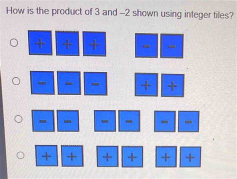 solved how is the product of 3 and 2 shown using integer tiles