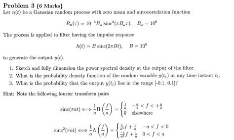 Solved Problem Marks Let N T Be A Gaussian Random Chegg