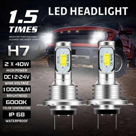 H7ไฟหน้า Led Canbus H7 Ledหลอดไฟลำแสงต่ำ6000k Ip 68 Csp 3570 Led