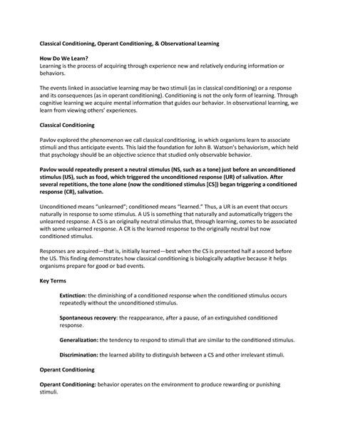 Classical Conditioning Operant Conditioning Observational Learning Classical Conditioning