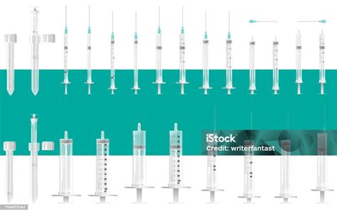 醫療注射器插圖集向量圖形及更多針筒圖片 針筒 立體 注射 Istock