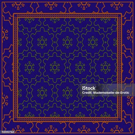기하학적 장식으로 장식 무늬입니다 대칭 패턴입니다 대 한 인쇄 손수건 식탁보 섬유 패션 블루 브라운 컬러 0명에 대한 스톡 벡터 아트 및 기타 이미지 Istock