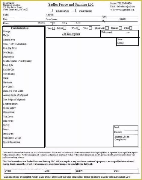 Free Fence Proposal Template Web Up To 40 Cash Back 01 Printable