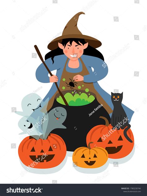 Witch Brews Spider Potion Large Cauldron Stock Vector Royalty Free