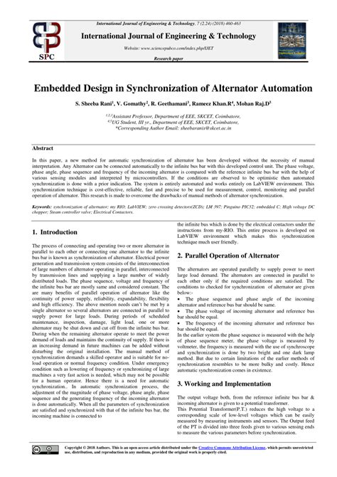 pdf embedded design in synchronization of alternator automation