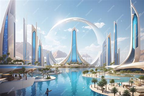Premium Ai Image Futuristic Advanced Modern Neom City Background In