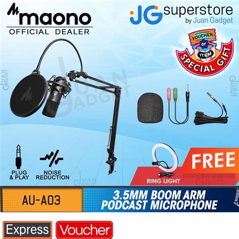 Maono AU A Condenser Podcast Studio Microphone With Boom Arm Kit For Youtube Recording And