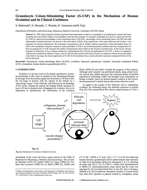 By Its Fruit — Granulocyte Colony Stimulating Factor G Csf In The