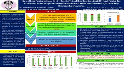 Status Of Liver Function Estimated By Liver Function Test And Renal