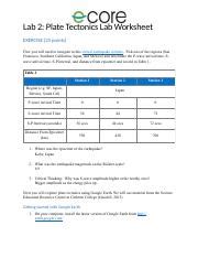Lab 2 Plate Tectonics PDF Pdf EXERCISE 25 Points First You Will