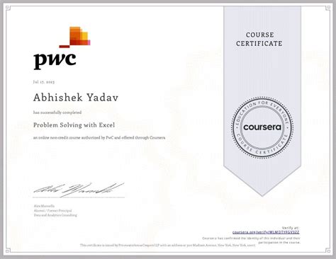 Abhishek Yadav On Linkedin Excelskills Excel Coursera Pwc Dataanalysis