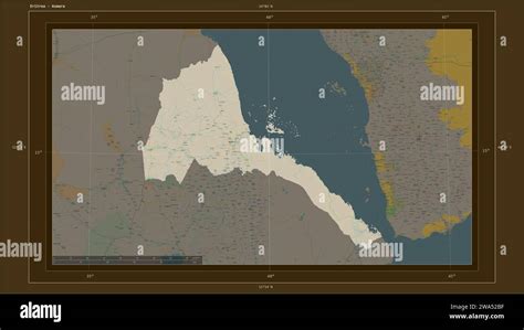 Eritrea Highlighted On A Topographic OSM France Style Map Map With The Country S Capital Point