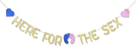 Yesswl Here For The Sex Banner Gold Glitter Gender Reveal