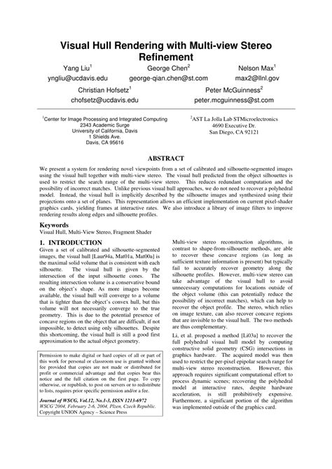 Pdf Visual Hull Rendering With Multi View Stereo Refinement