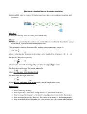 Experiment Standing Wave Docx Experiment Standing Waves At Resonance On A String An