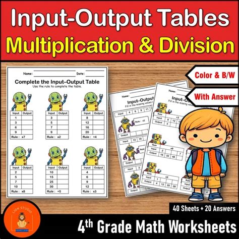 4th Grade Math Inputoutput Tables Worksheets Multiplication