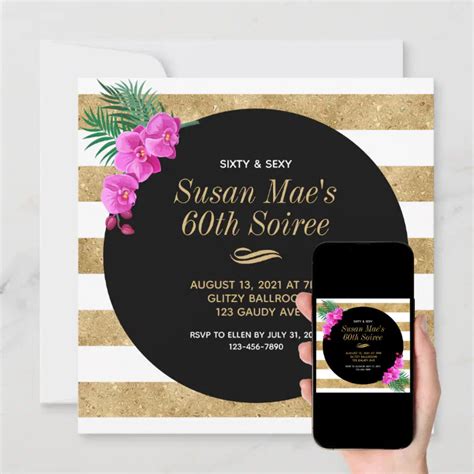 Sixty And Sexy Black Gold 60th Birthday Party Invitation Zazzle
