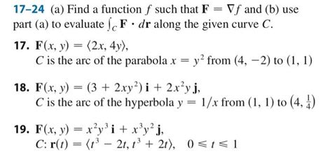 Solved 17 24 A Find A Function F Such That F∇f And B