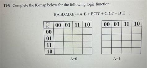 Solved 11 6 Complete The K Map Below For The Following Chegg
