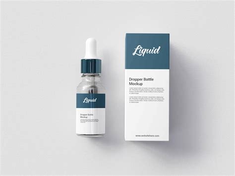 Premium Psd Psd Clear Glass Dropper Bottle Mockup With Box