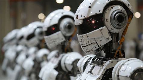 advanced robotics lab with humanoid robots ai generated stock